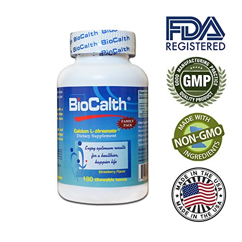 biocalth® Chewable l-threonate tabletas de calcio, Fresa Sabor, patent ...