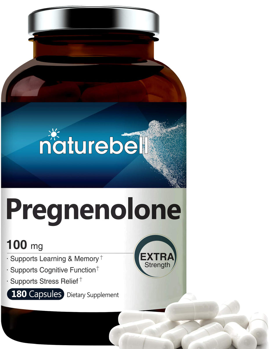Pregnenolone 100 mg, 180 cápsulas, soporta función cognitiva, sistema ...